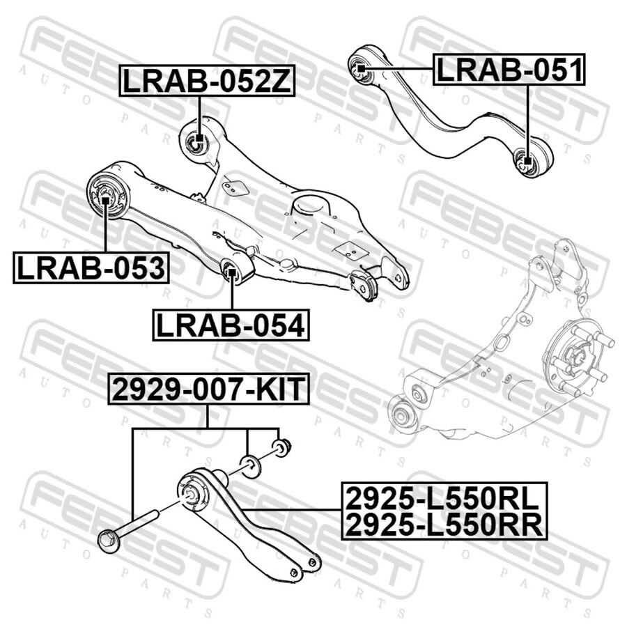 Болт с эксцентриком ремкомплект (FEBEST 2929-007-KIT)