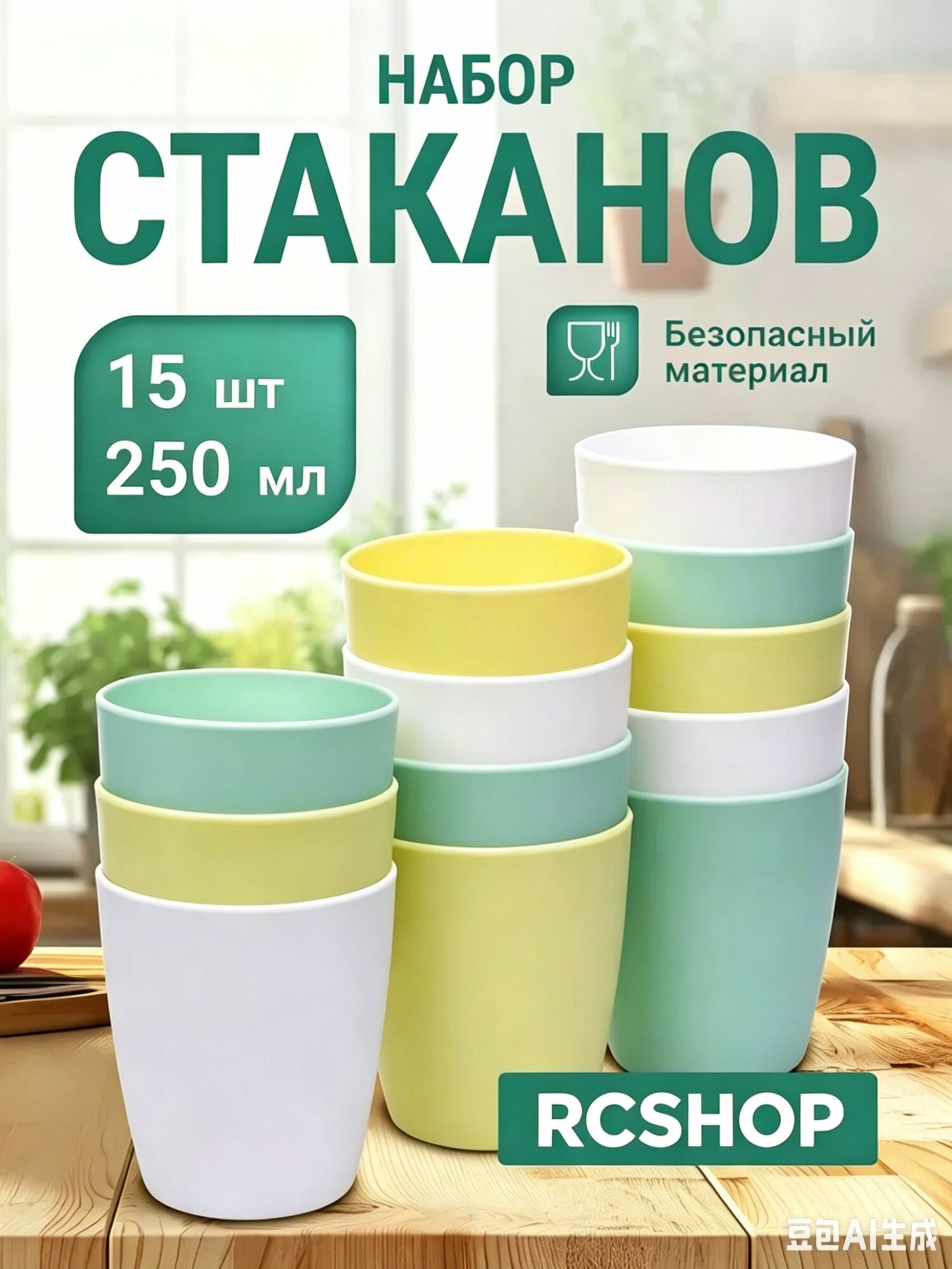 Стакан "матовая поверхность" 250 мл 15 шт белый