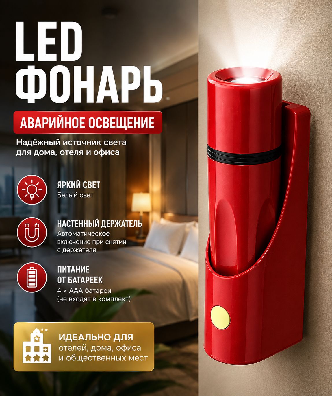 Фонарь ручной, Красный