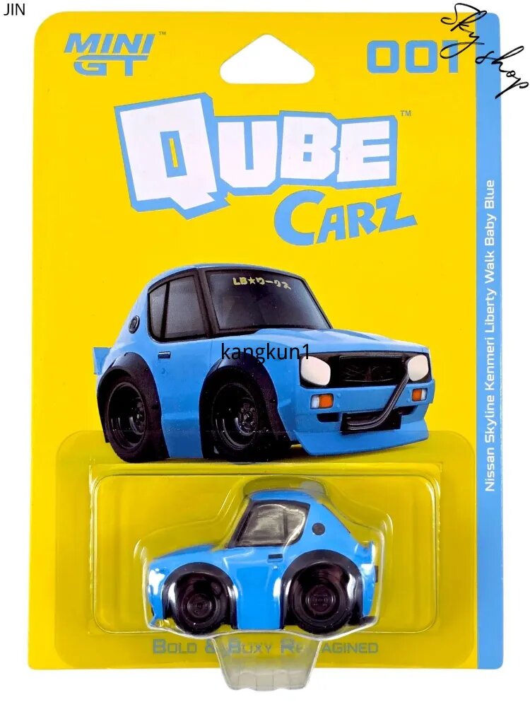 Машинка MINI GT QubeCarz #001 Nissan Skyline Kenmeri Liberty Walk Baby Blue модельки машин металлические