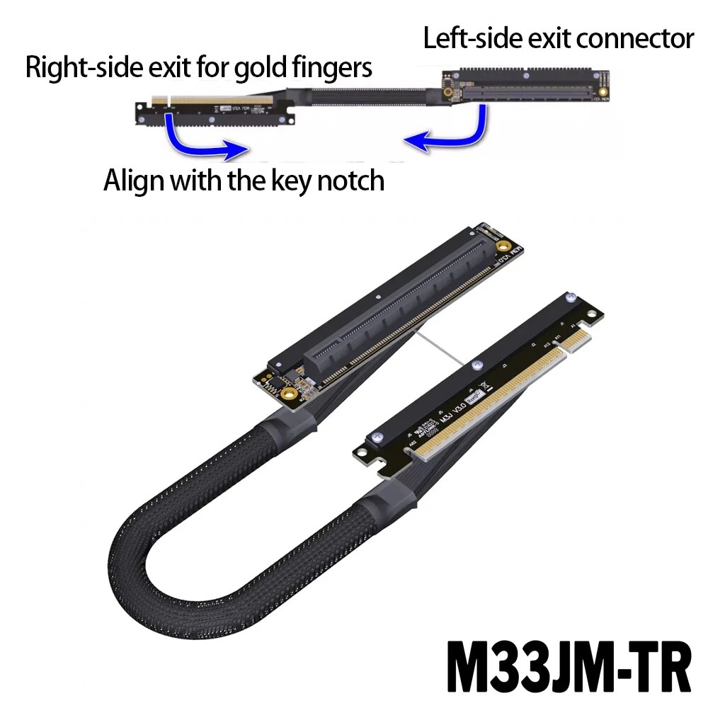 ADT-Link PCIe 4.0 X16 Удлинительный кабель для GPU RTX4090 RX7900xt 0,25 м, M33JM-TR