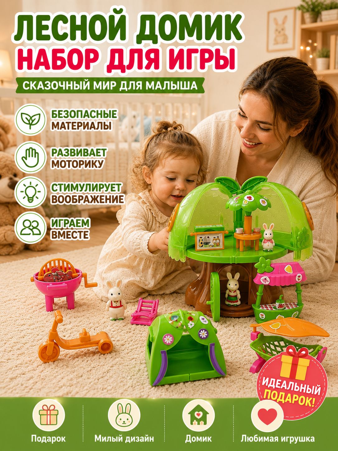 Набор для ролевых игр "Лесной райский домик на дереве", 9-13 предметов, игровой набор "Игровой домик"