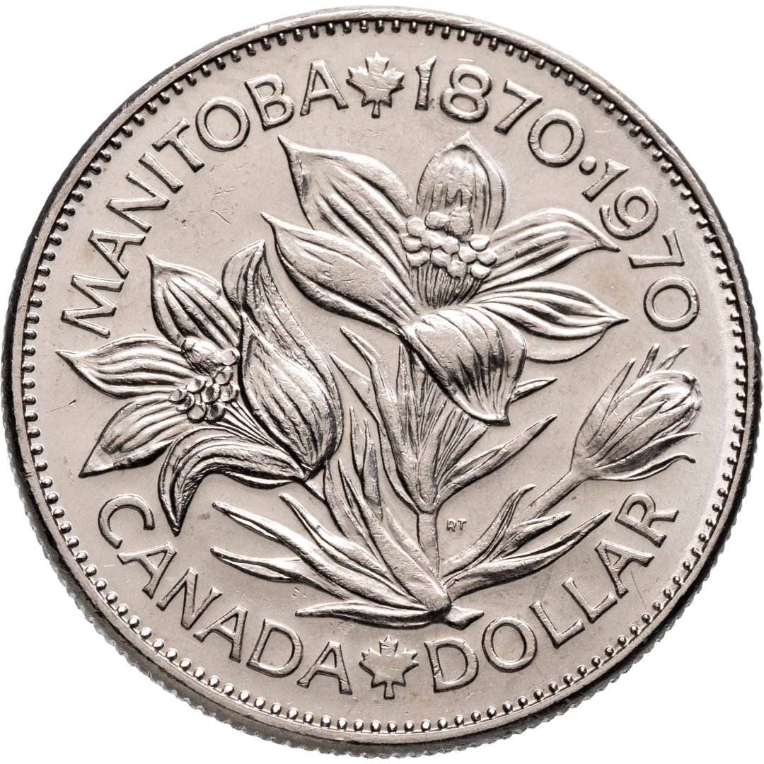 Канада 1 доллар dollar 1970 "100 лет со дня присоединения Манитобы", Никель, в сохранности XF-AU