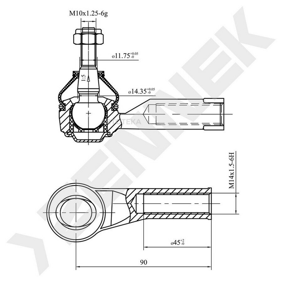 Наконечник рулевой тяги ZENNEK DTE0055