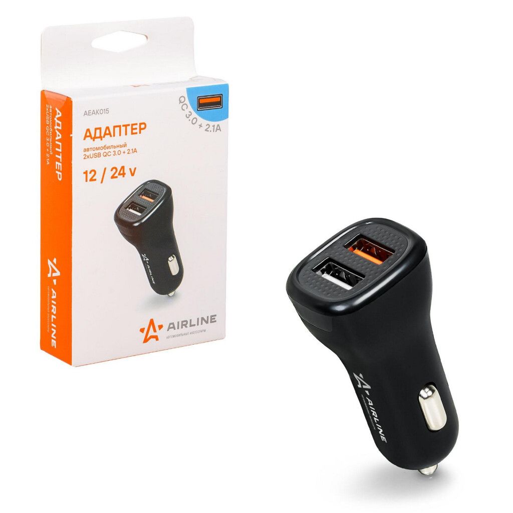 Разветвитель в прикуриватель "AIRLINE" (2 USB)