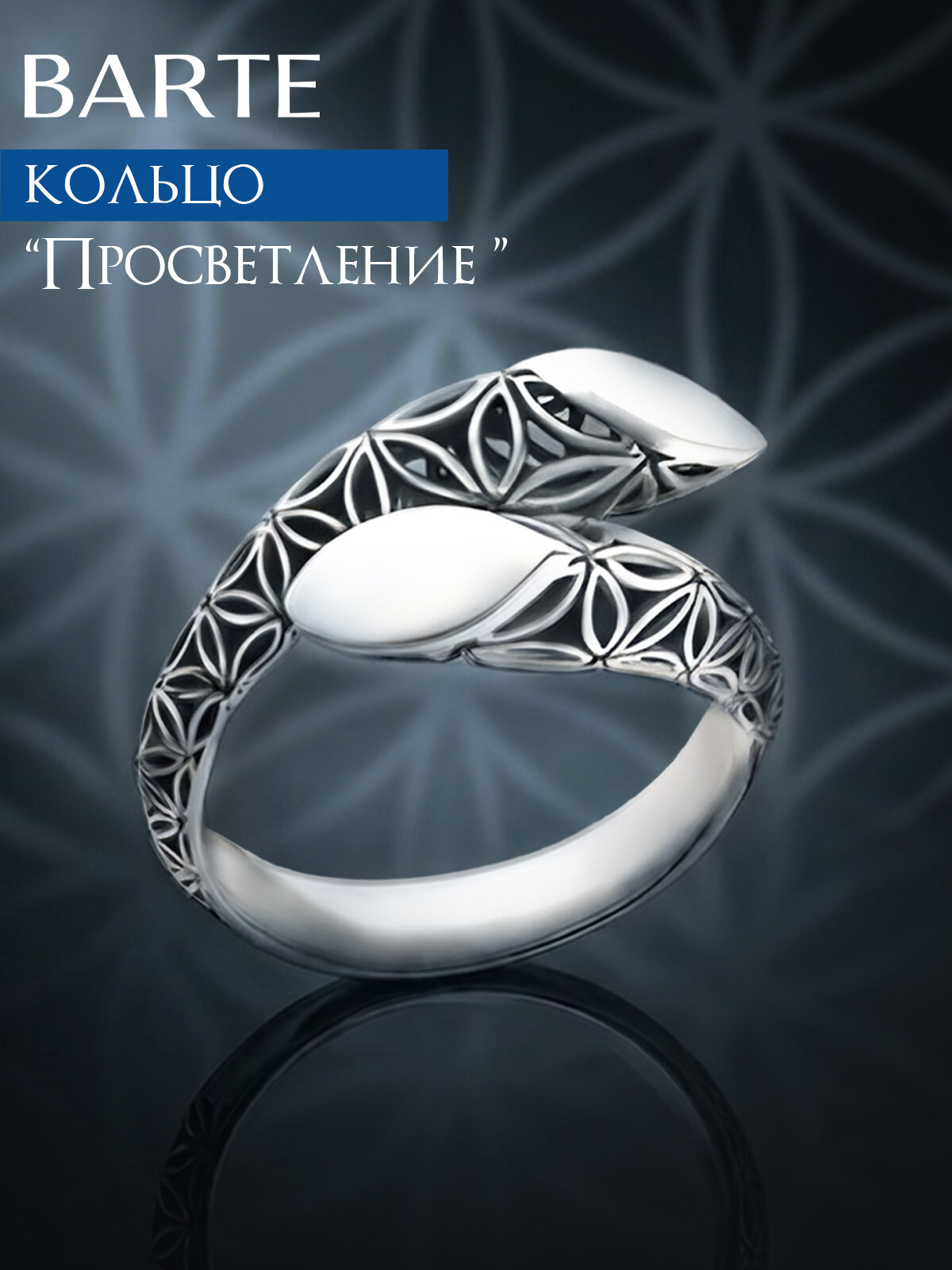 Кольцо тонкое, разъемное BARTE, серебро, 925 проба, оксидирование, чернение