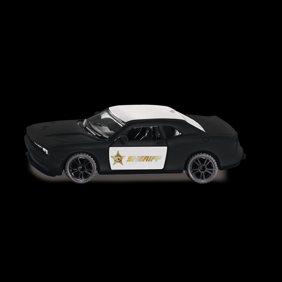 Игрушечная машинка Siku Dodge Challenger SRT, 1584, машина шерифа, черно-белый