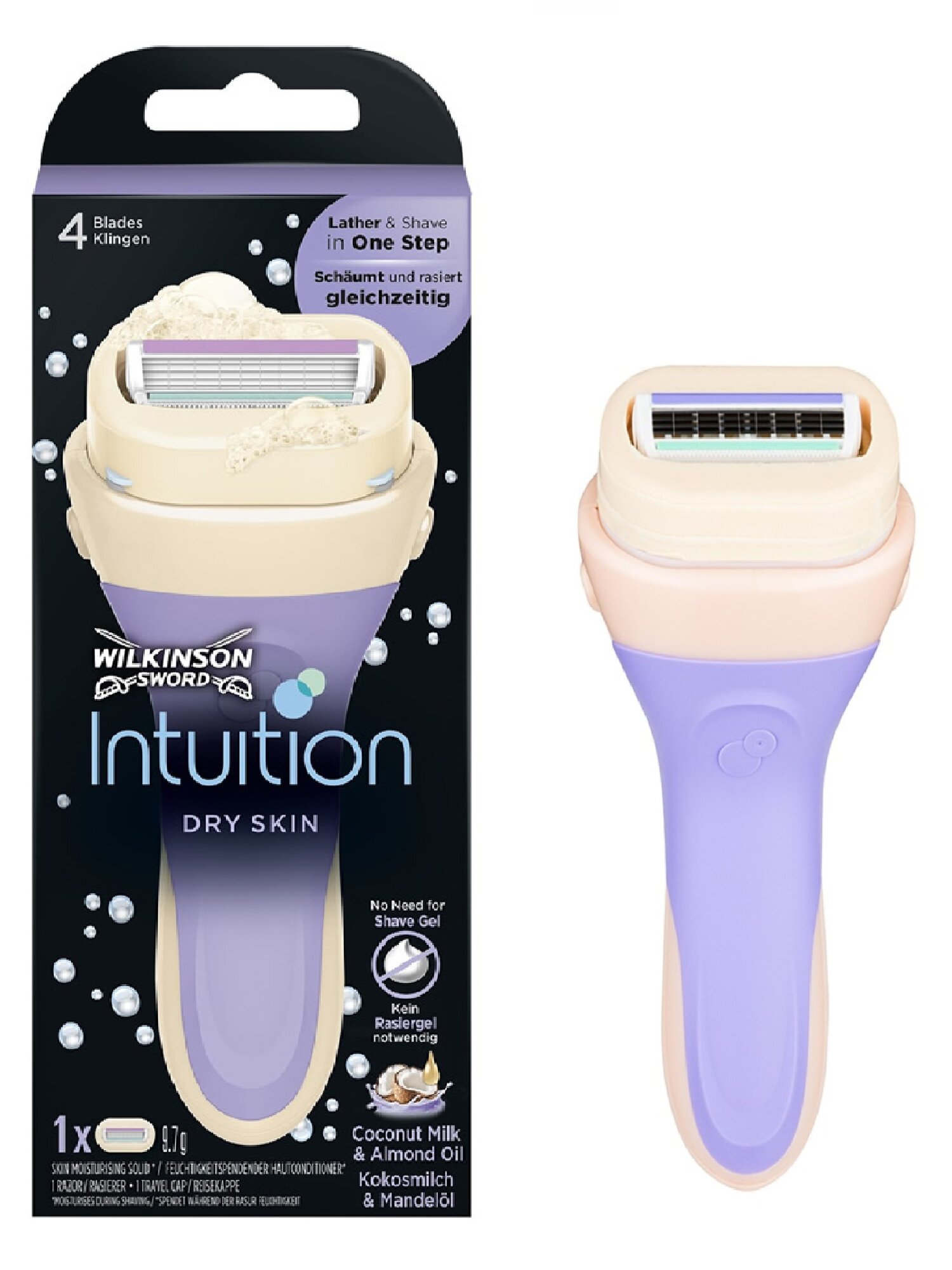 Wilkinson Sword / SCHICK Intuition DRY SKIN / Бритвенный женский станок с 1-й сменной кассетой
