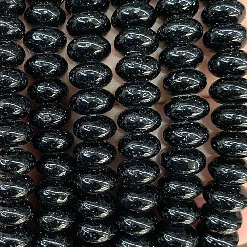 Натуральные бусины YWROLE 5x8 мм халцедон, турмалин, ангелит, 5x8mm about 36pcs, Черный, Black Agate