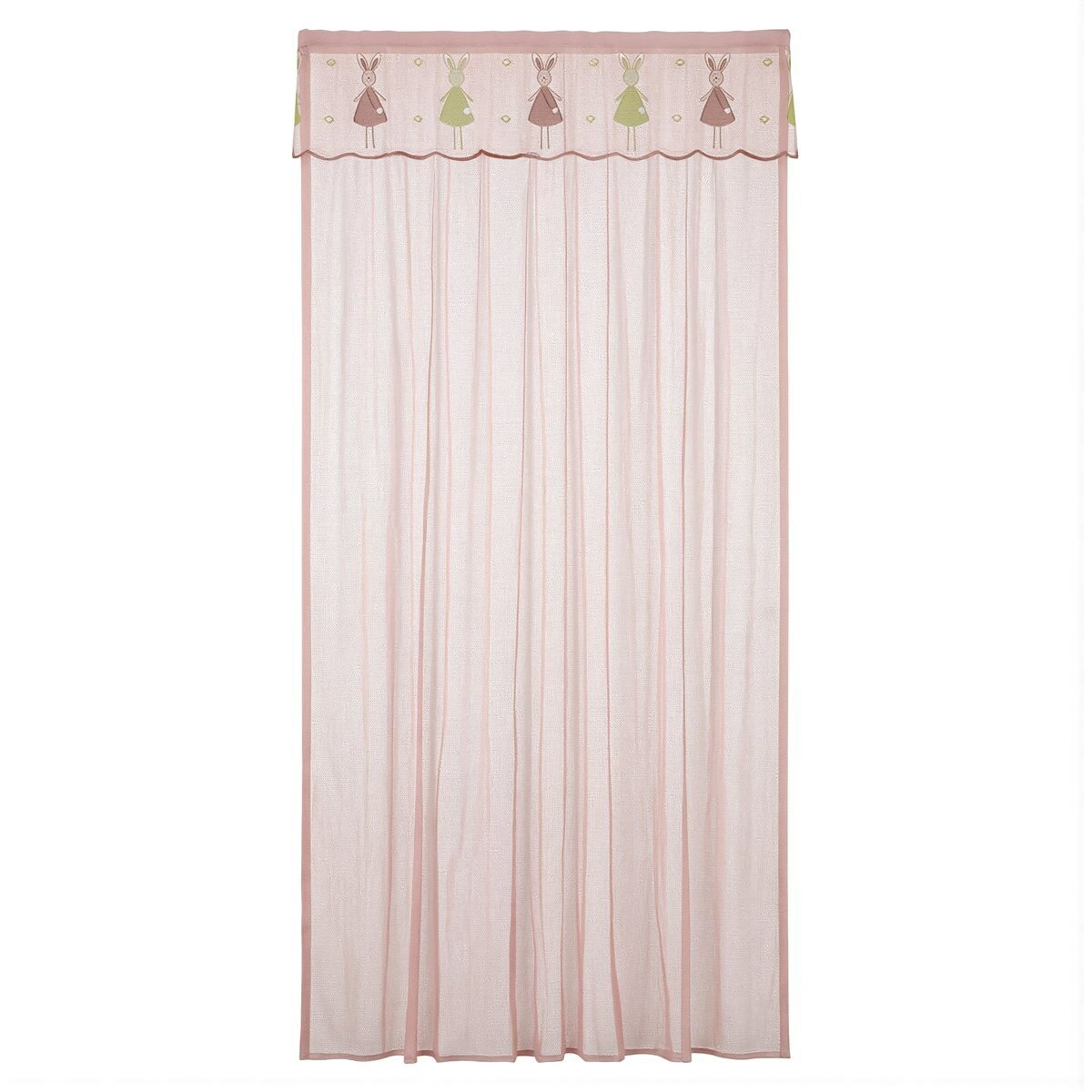Межкомнатная занавеска из прозрачной тюли с вышитыми зайцами на фиолетовом полотне на липучке без сверления размер 100 на 200 см