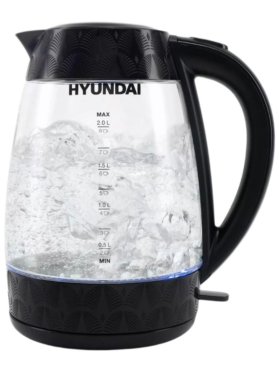 Чайник электрический Hyundai HYK-G4505 2л. 2200Вт черный корпус: стекло/пластик (HYK-G4505)