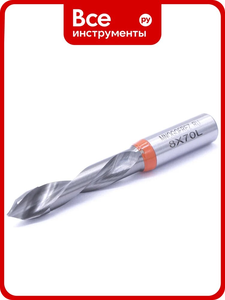 Сверло присадочное сквозное усиленное KJ1-V40208L (8х70 мм; хв-к 10 мм; левое вращение) многофрез 6575