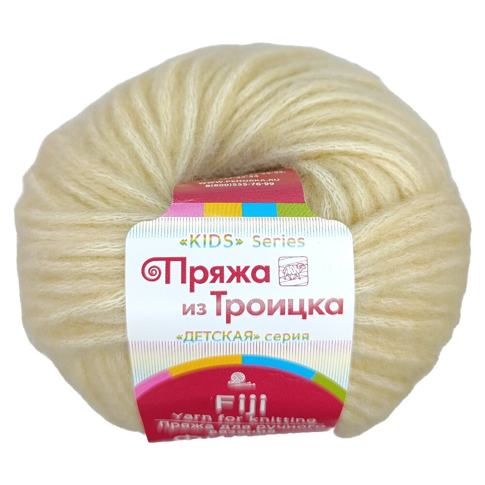 Пряжа для вязания ТКФ Фиджи 003 светлый бежевый 50 гр/95 м 20% мериносовая шерсть, 60% хлопок, 20% акрил