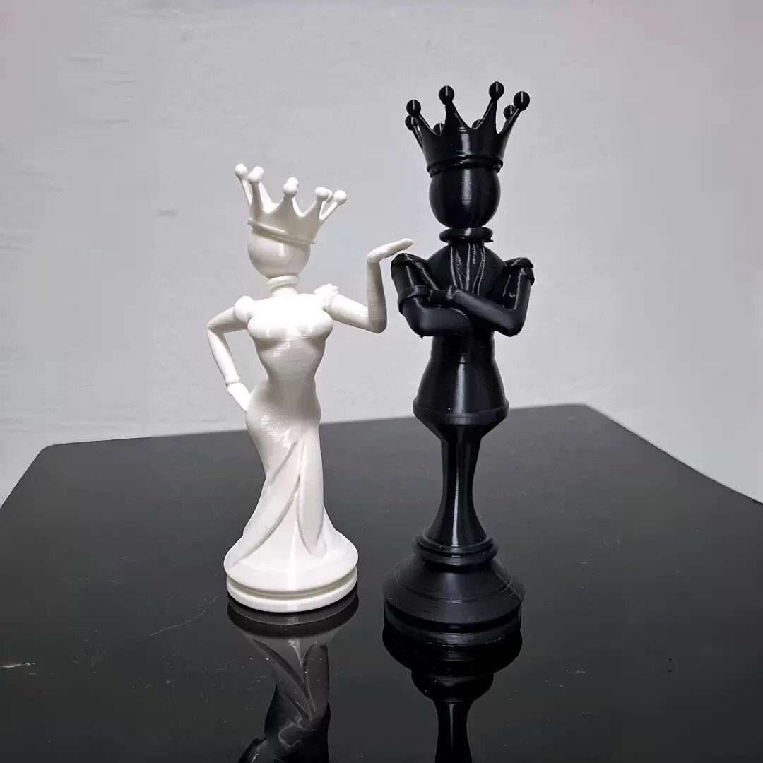 Трансграничный бестселлер: 3D-печатные фигурки короля и королевы шахмат для креативного декора дома и офиса.