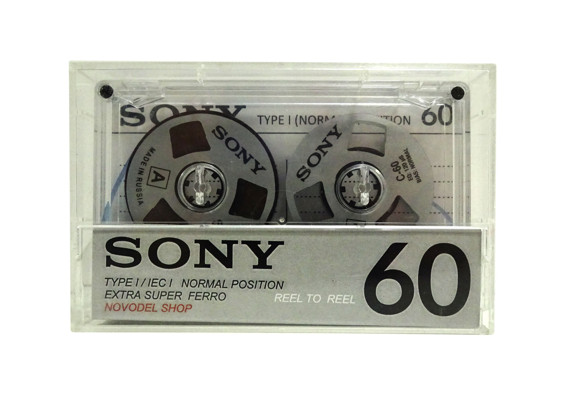 Аудиокассета "SONY 60" c серебристыми боббинками