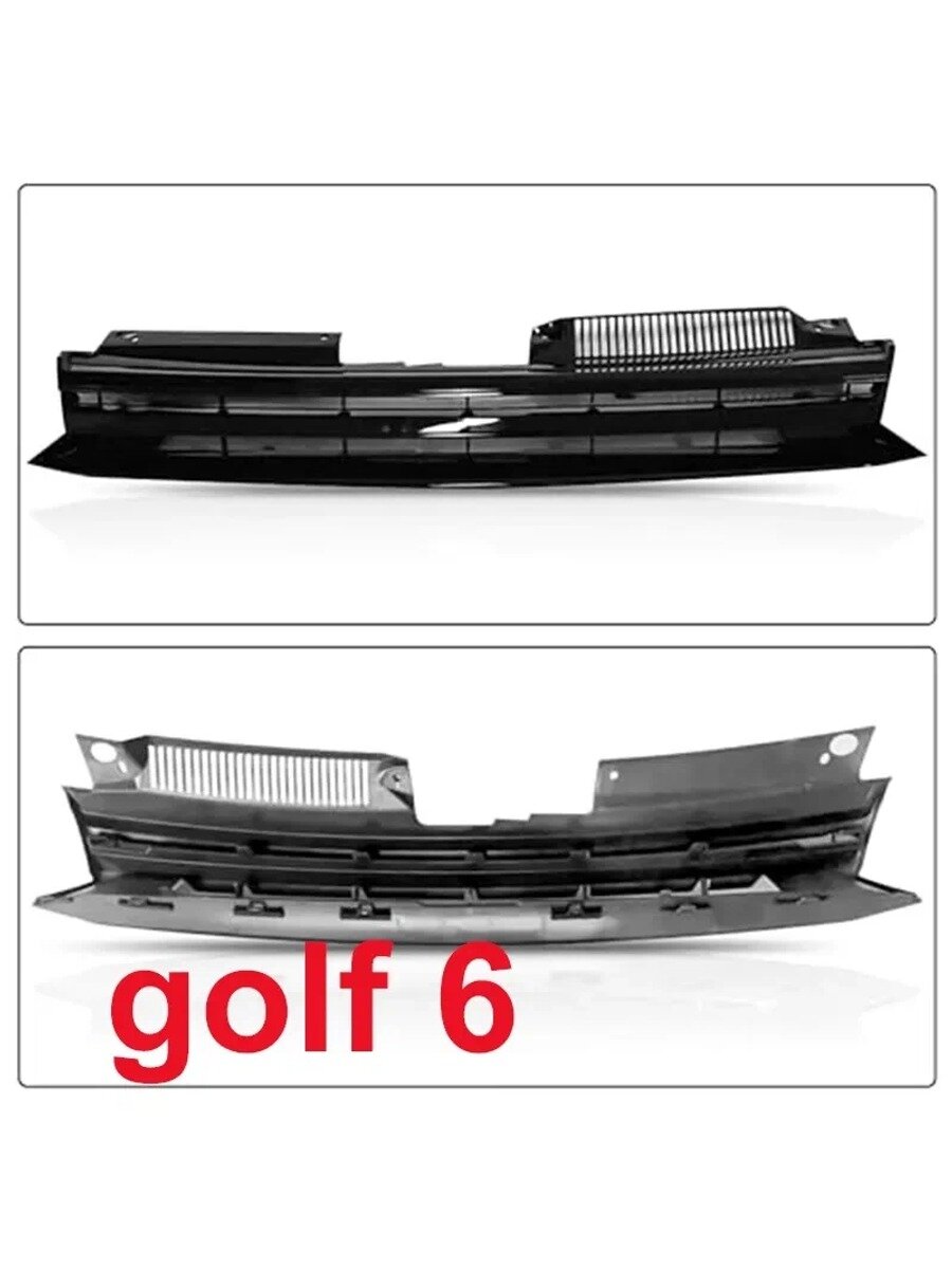 Решетка радиатора передняя для Volkswagen Golf 6 2008-2012 рестайлинг седан, ABS пластик