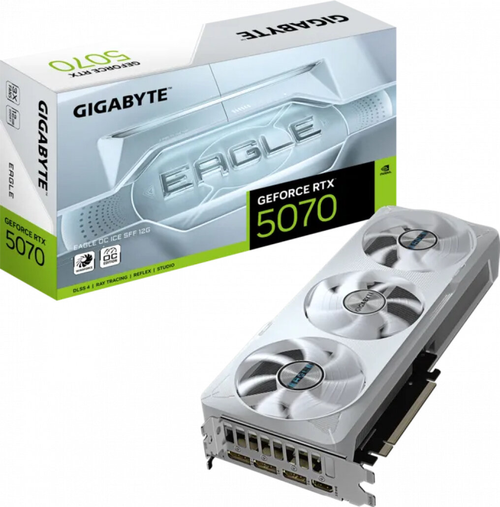 Видеокарта RTX 5070 12Gb Gigabyte GV-N5070EAGLEOC ICE-12GD, 3 вертушки