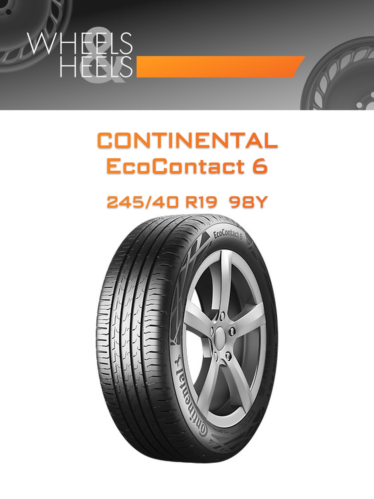 Шина автомобильная CONTINENTAL EcoContact 6 245/40 R19 98Y XL SUMMER, летняя, универсальная