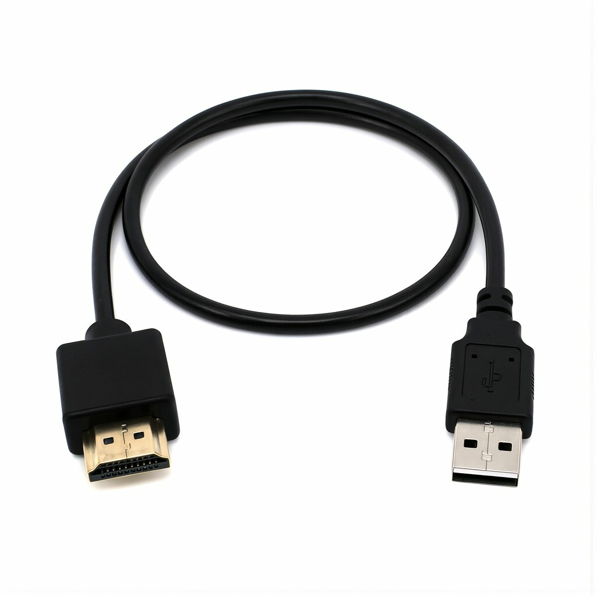 Кабель питания USB на HDMI 0.5 метра черный подходит обычным пользователям для дома а также сотрудникам офиса для подключения рабочей мультимедийной техники каждый день