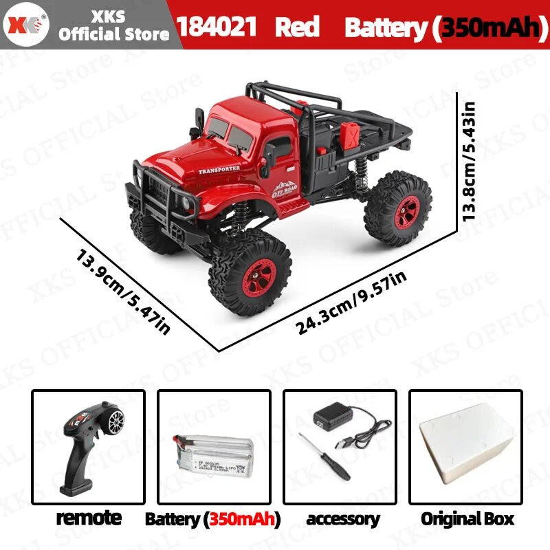 WLtoys 184021 184020 металлический радиоуправляемый внедорожник 1/18 Красный, WL184020RD-1B350-FB