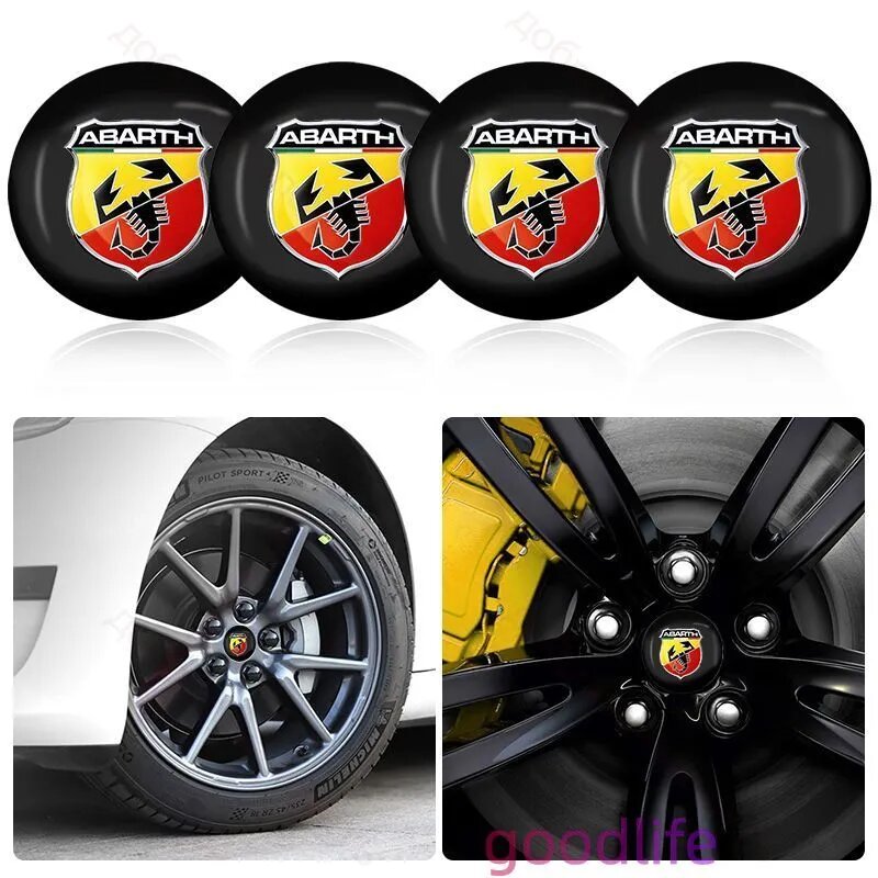 4 штуки Abarth (Абарт) автомобильных колпачков для ступиц диаметром 56 мм