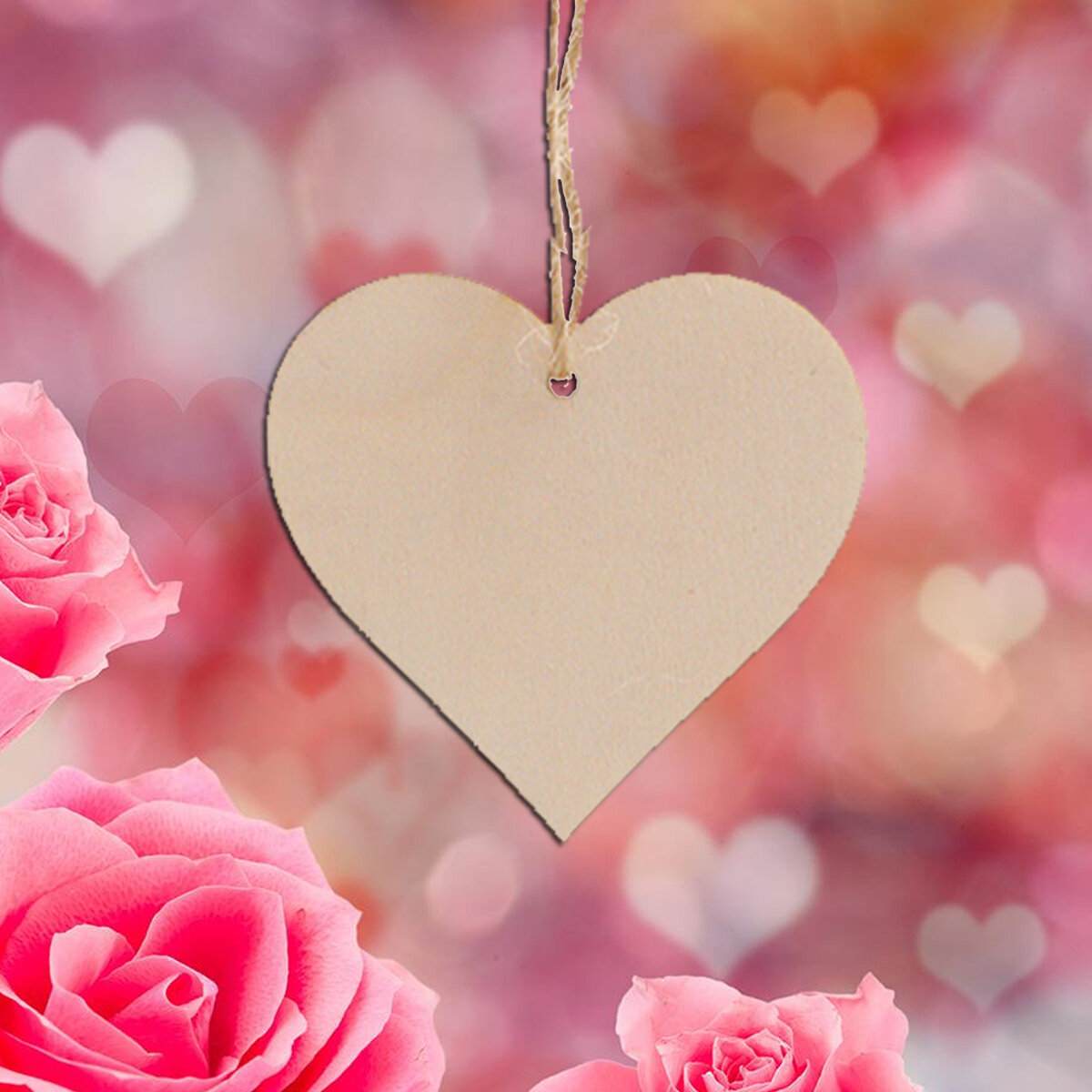20 Штук Декоративных Подвесок В Forme Сердца Из Дерева Для Декора Праздников И Valentine's Day Beige 5.6cm