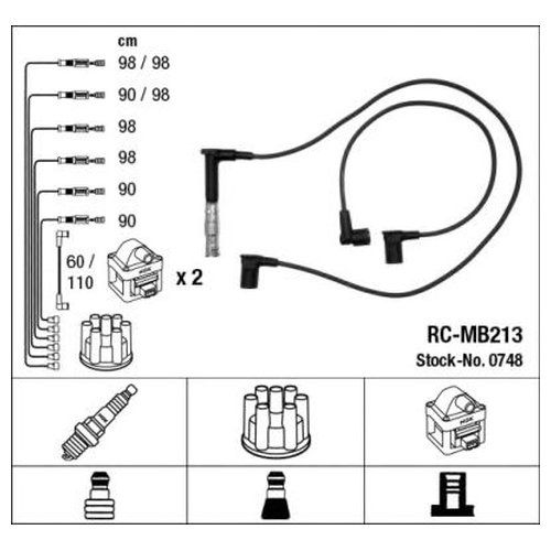 Высоковольт. провода ком/кт Ngk 0748 для Mercedes E-CLASS W124, S-CLASS C140, W140, W124 W124