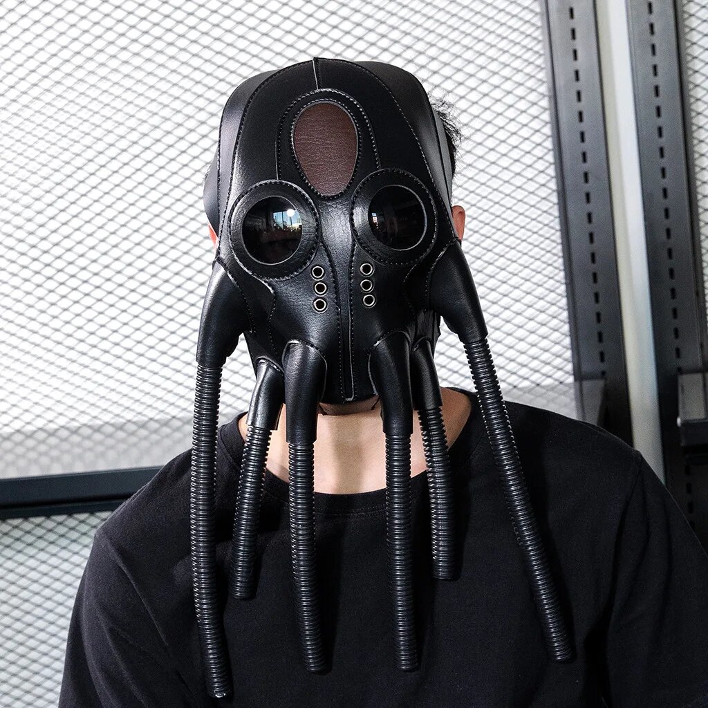 Противогаз «Доктор чумы» из искусственной кожи Черный, FPBM083BK