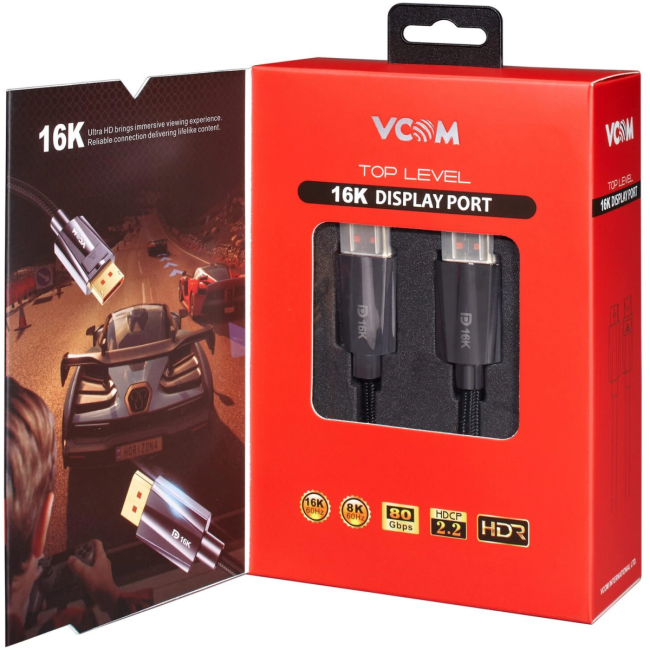 Кабель соединительный DISPLAY PORT v2.1 80GBps, 8K@60Hz, 5m, медь, VCOM CG655-5.0 — фото 1