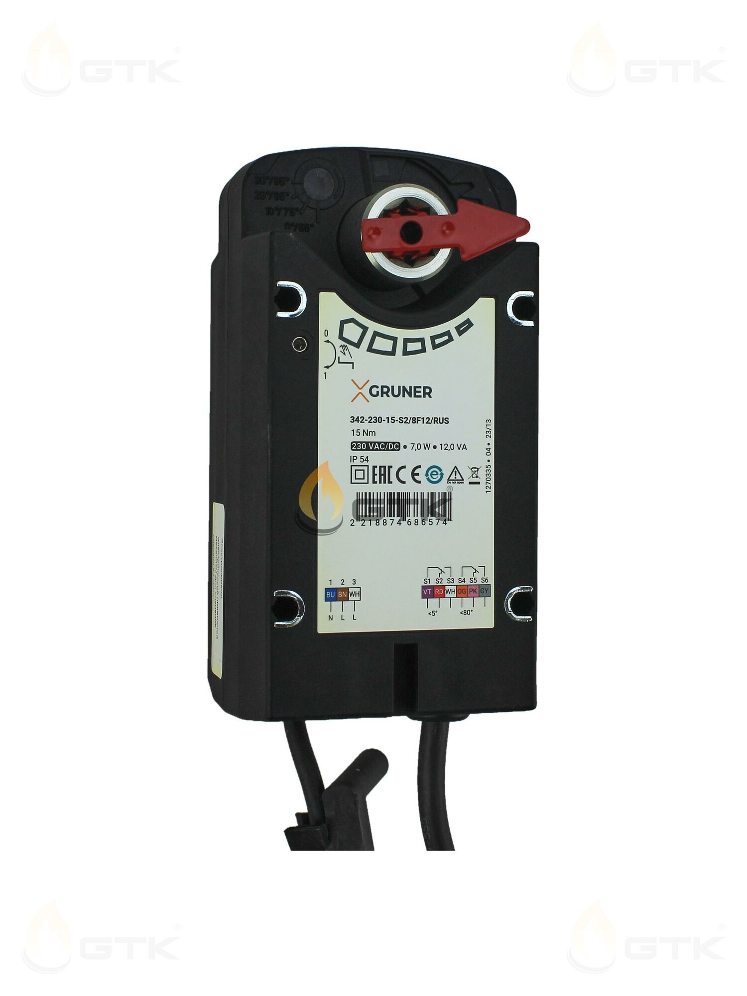 Электропривод Gruner 15Нм 230В IP54, 342-230-15-S2/8F12