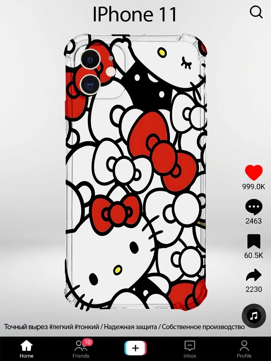 Чехол на iPhone 11 с принтом Хелло Китти бантики