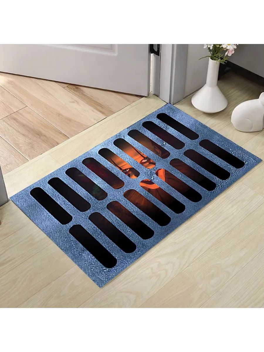 Коврик придверный 40x60 см 3d-эффект красный, светло-синий
