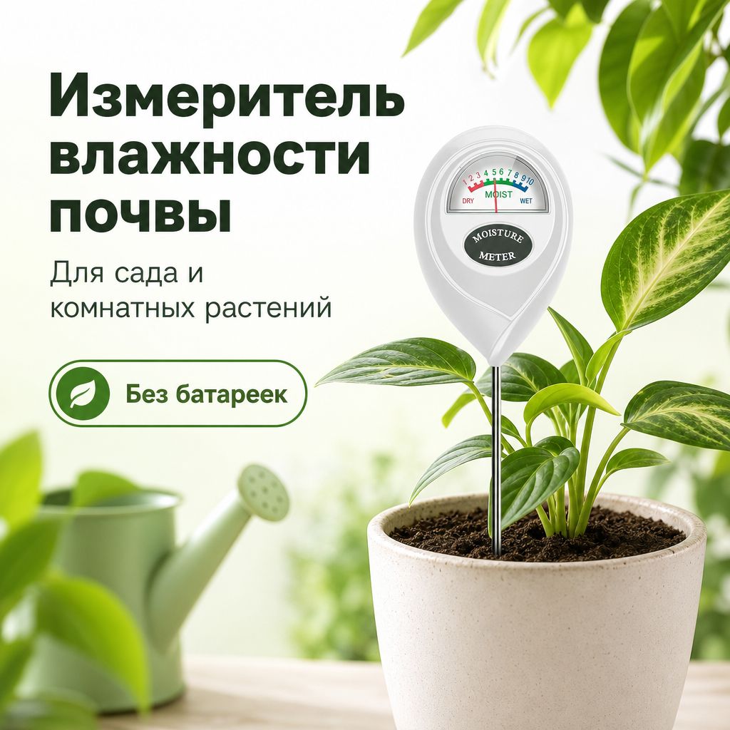 Измеритель влажности почвы для садоводства и комнатных растений, белый