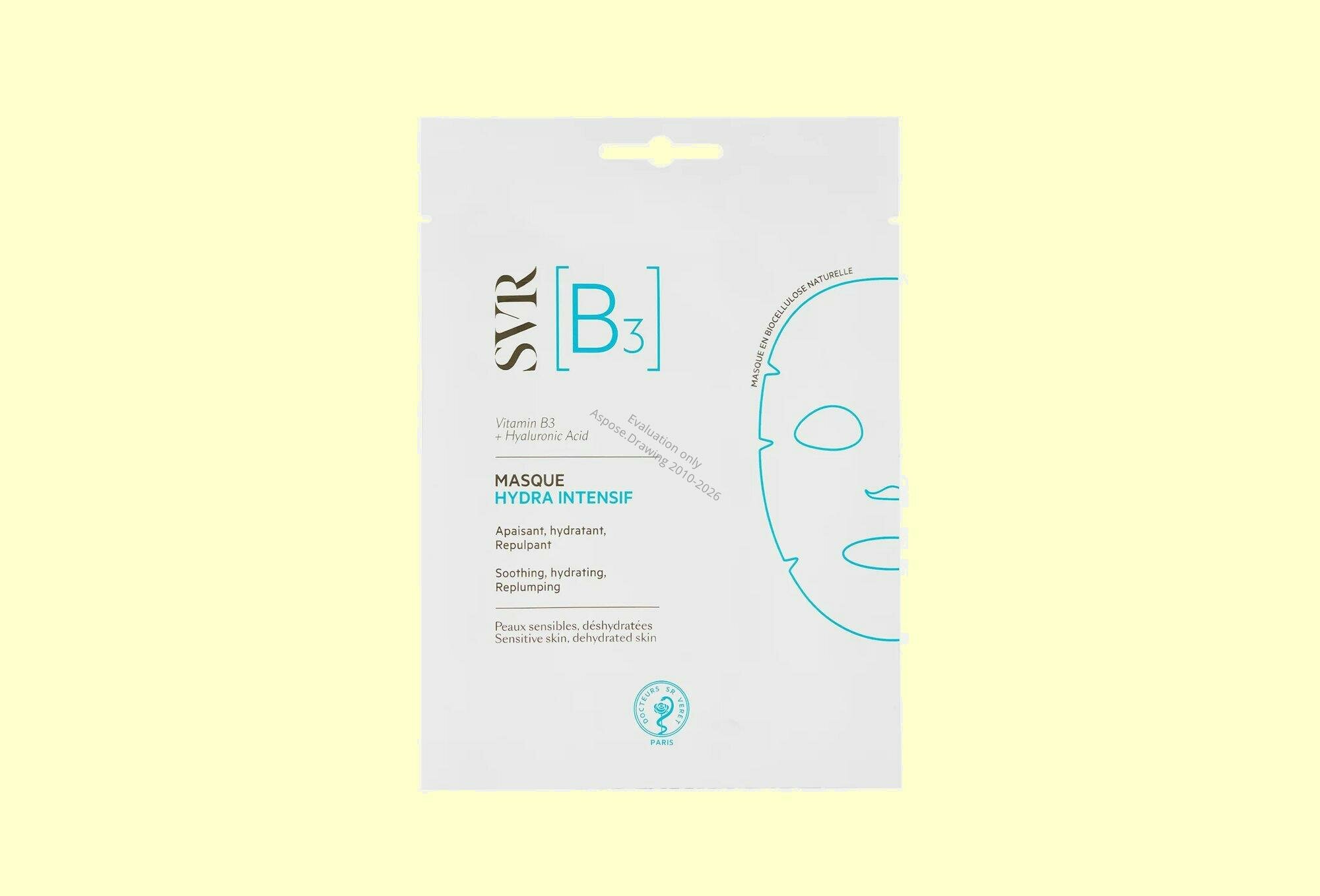 Тканевая маска для лица SVR "B3 MASQUE HYDRA INTENSIF", 1 шт