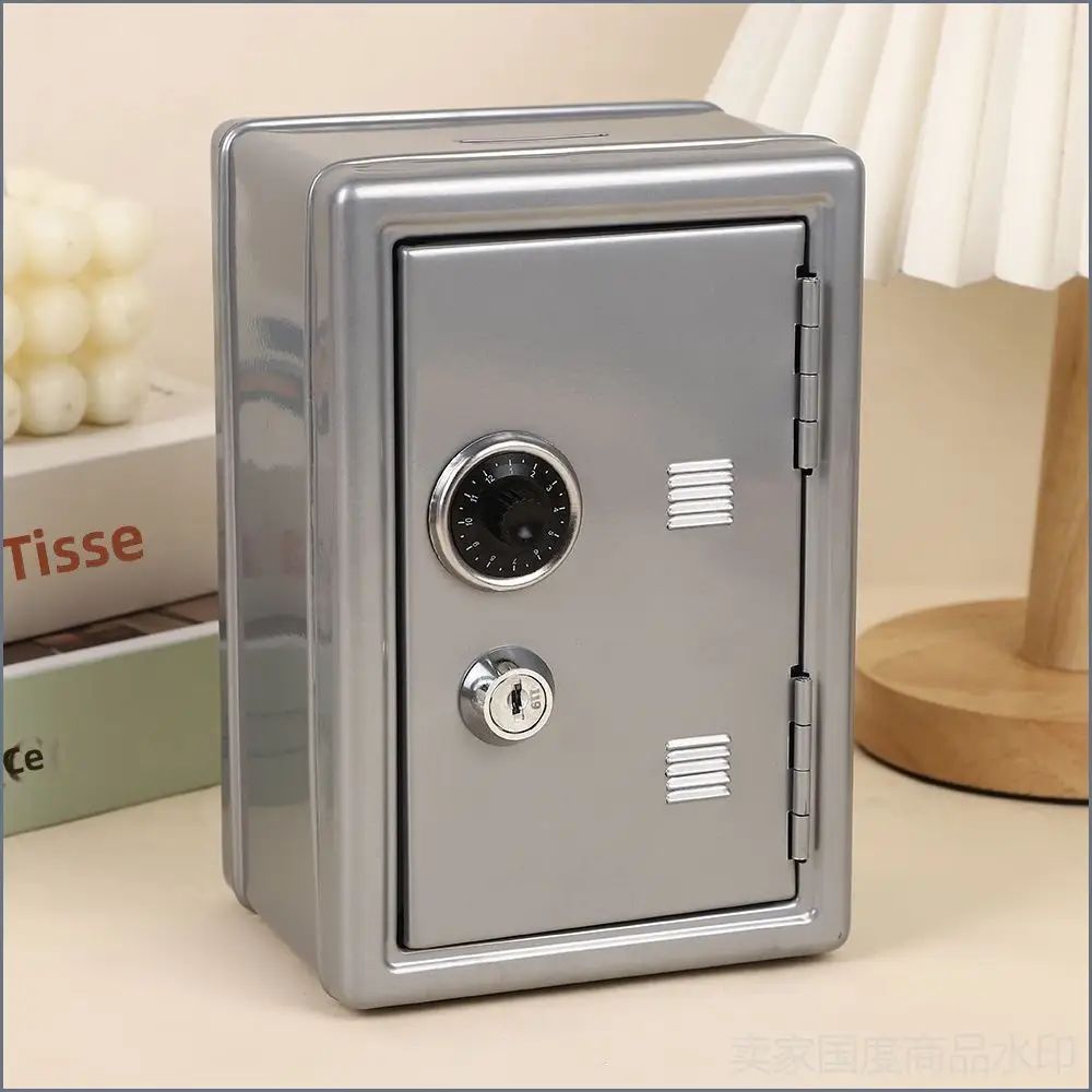 Копилка, Детская металлическая копилка-сейф с кодовым замком Mini Safe Box, серая