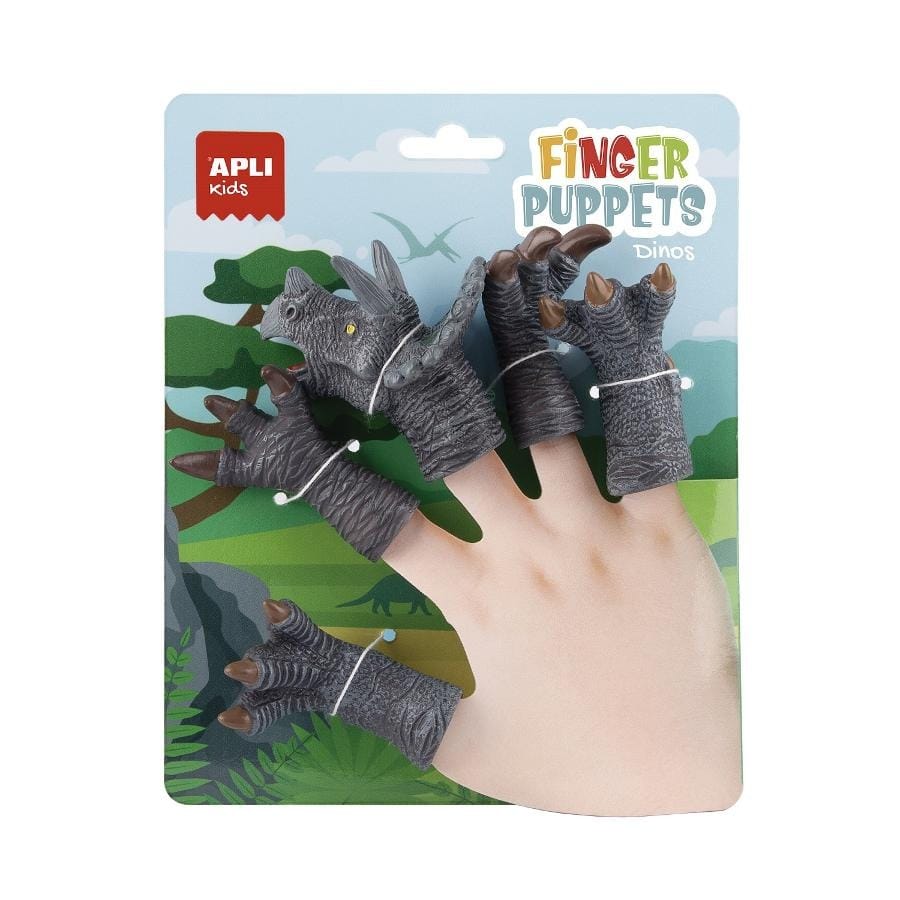 Мягкая игрушка Apli Kids динозавр Triceratops, пальчиковые куклы, 5 штук