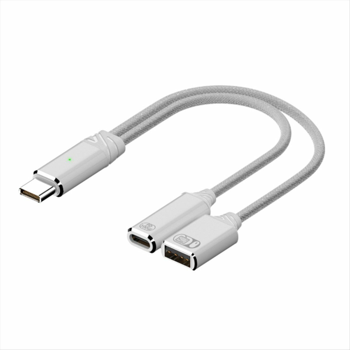 Кабель USB-C OTG С Портом Зарядки PD, 2-В-1, Белый