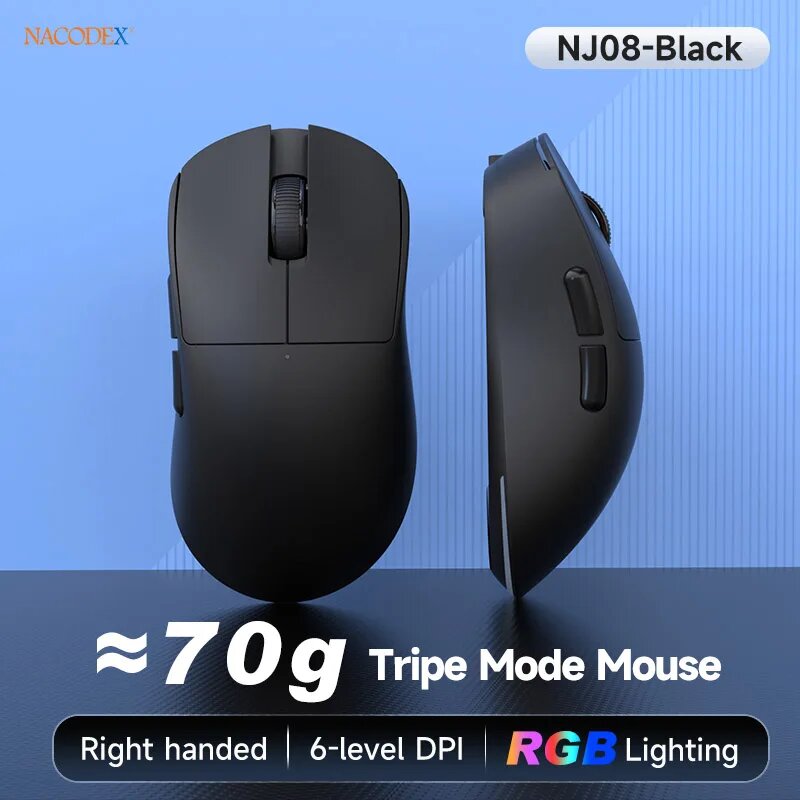 Ajazz NJ08 Мышь 2.4ГГц 12800DPI RGB Black