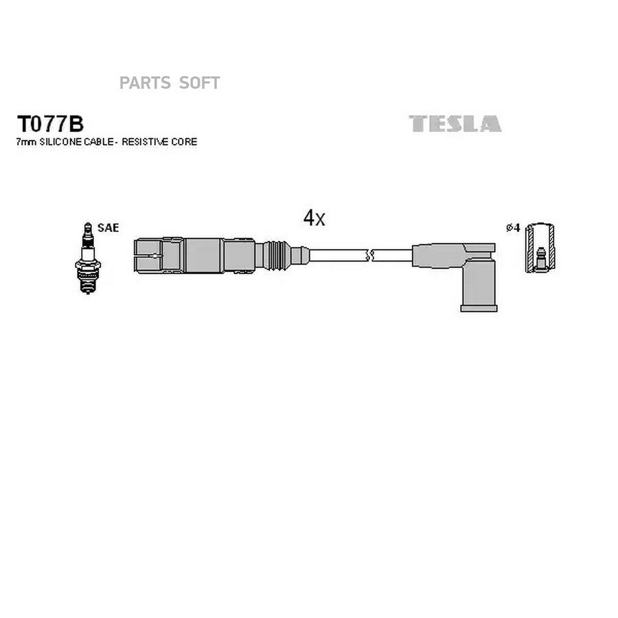 TESLA T077B к-кт проводов!\ Skoda Octavia/ VW Bora/Golf 1.6/2.0i 98-07