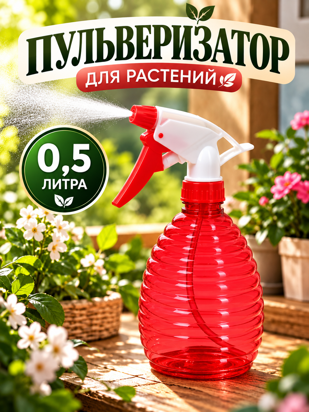 Пульверизатор GreenGo, рычажный механизм, для комнатных и садовых растений, 0,5л, микс
