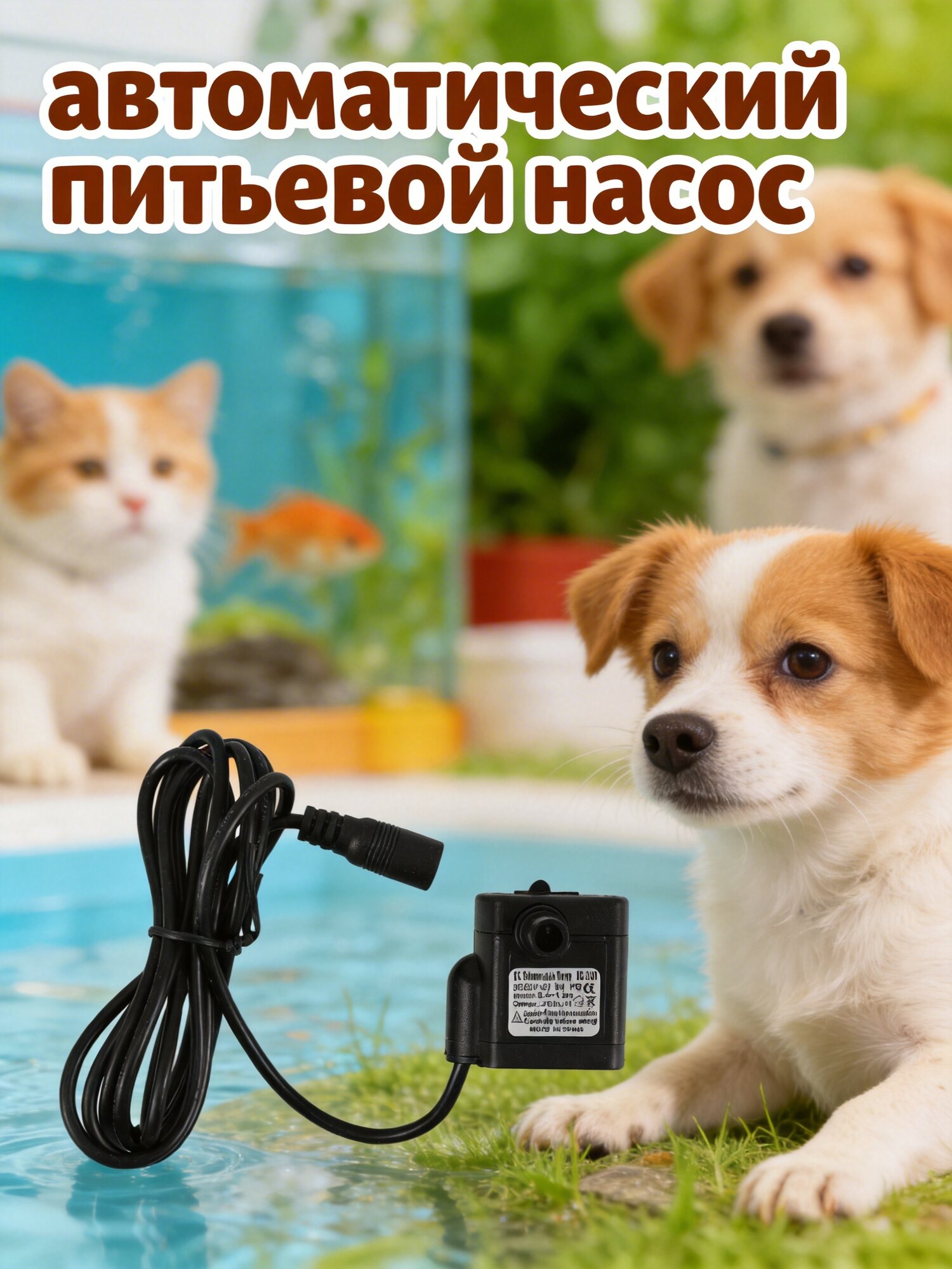 Насос Для Кошачьего Фонтана Тихий Фонтан Для Петов Аквариум Размер 4.50X4.00X3.70Cm