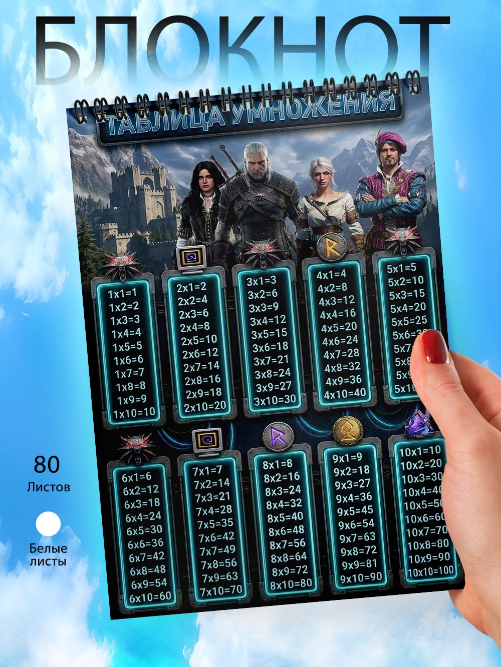 Блокнот Таблица умножения - Ведьмак - The Witcher