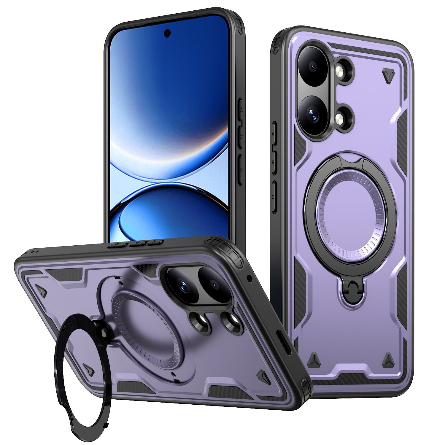 Чехол бронированный для POCO X8 Pro Max противоударный, Поддержка MagSafe, с подставкой для живого видео