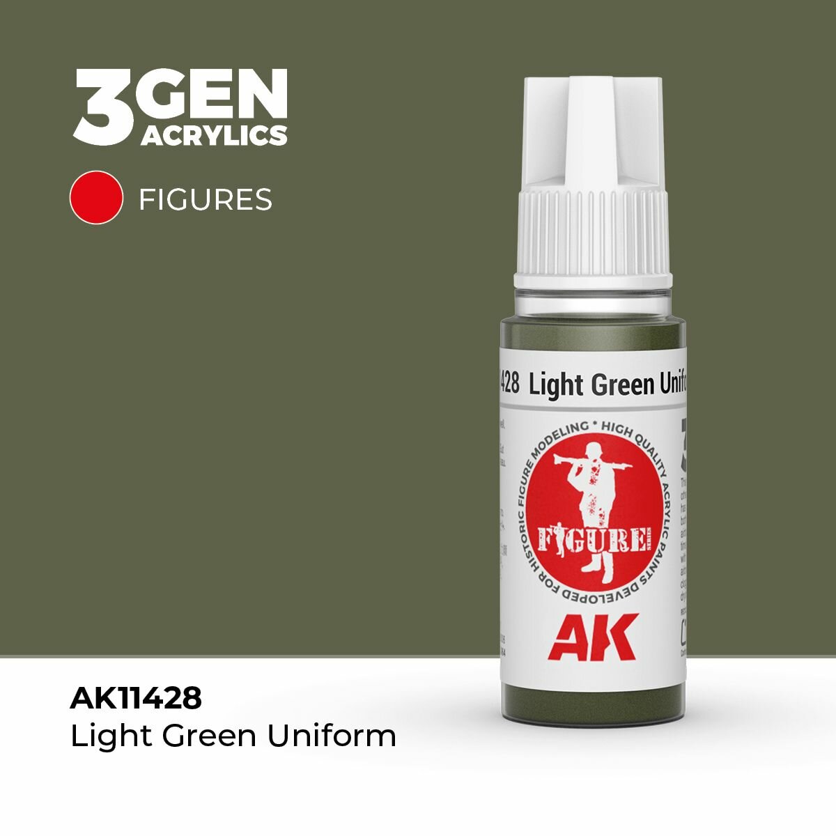 Акриловая краска AK Interactive Light Green Uniform 3GEN Figures, 18мл