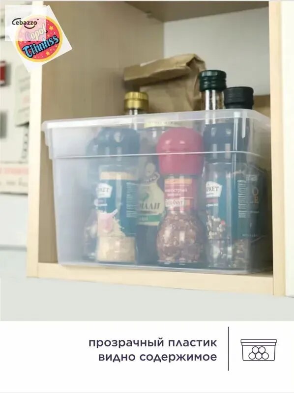 Контейнер для хранения вещей, 2 шт, полипропилен, прозрачный