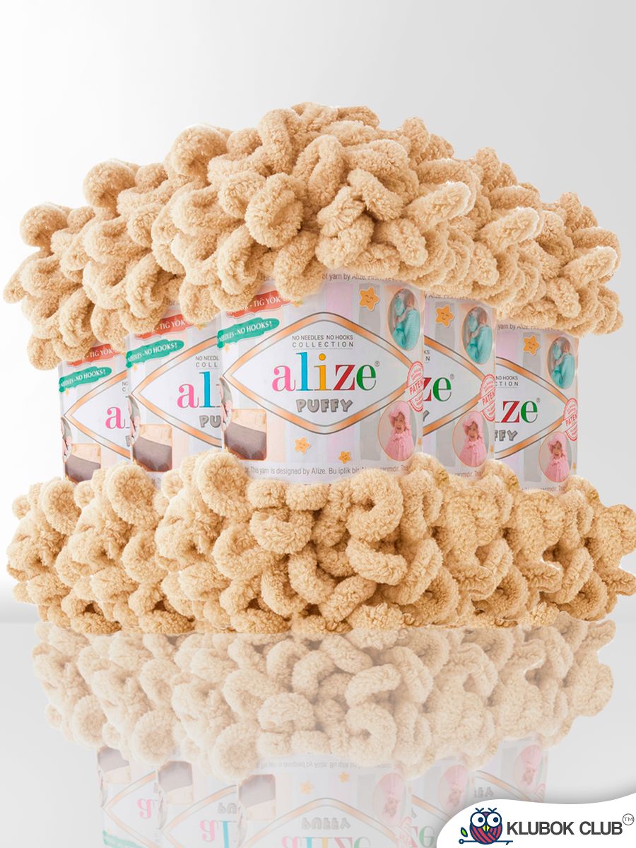Пряжа для вязания Alize Puffy (Ализе Пуффи) - Светло - бежевый (95), 100г/9м (100% микрополиэстр) - 5 шт