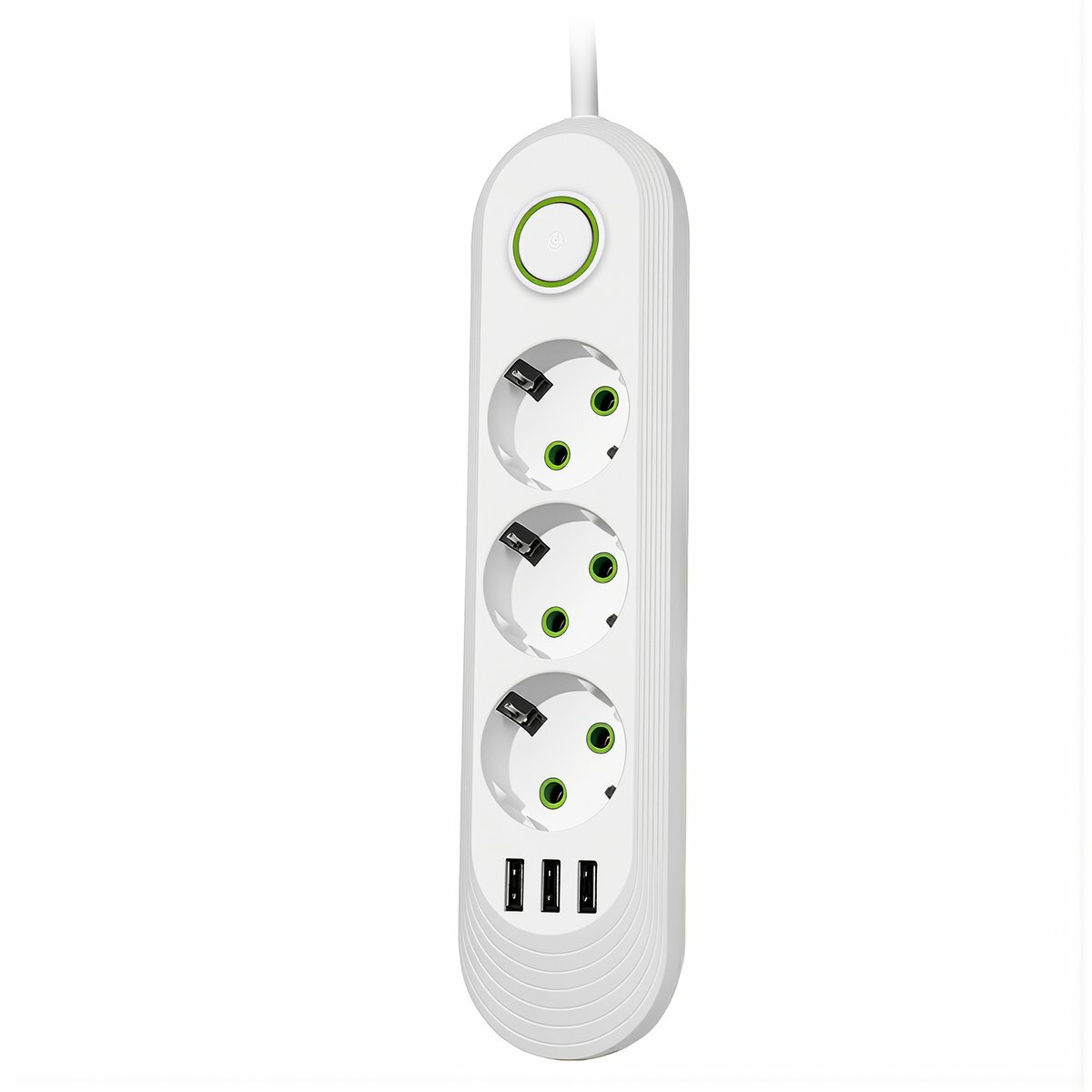 Электрический удлинитель с 5 евро розетками и тремя портами USB, длина кабеля 2 метра, максимальная мощность 2500 Вт, подходит для дома и офиса, QL-1071U, стандарт 2 м, белый