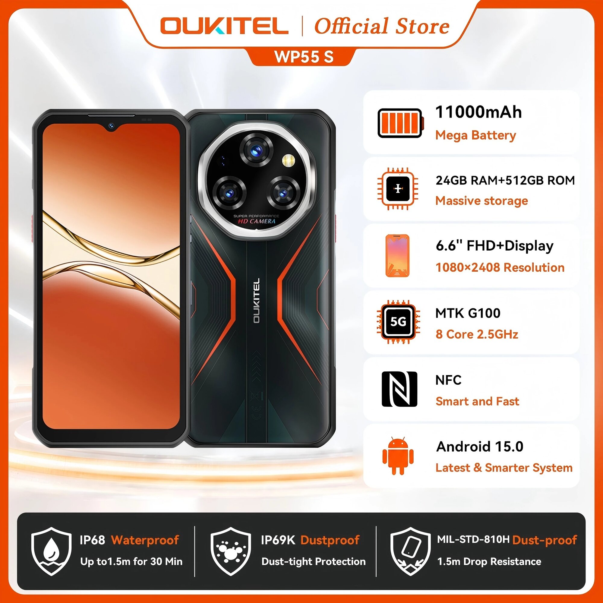 Смартфон Oukitel WP55, 8/256ГБ, global