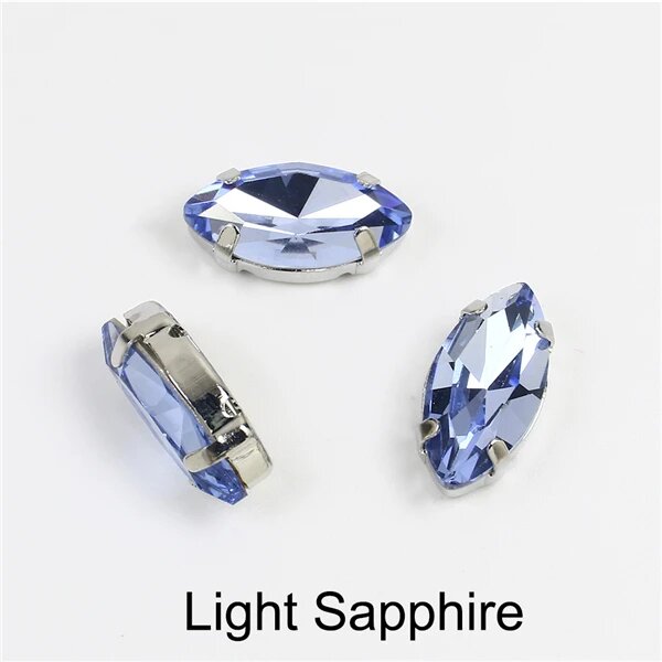 Стразы "Лошадиный глаз", Light Sapphire 114, 30шт