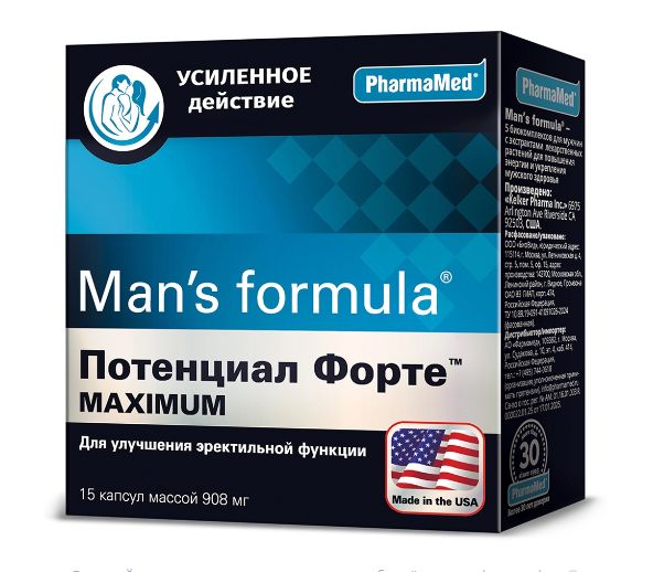 Man s formula потенциал форте maximum 15 шт. капсулы массой 908 мг